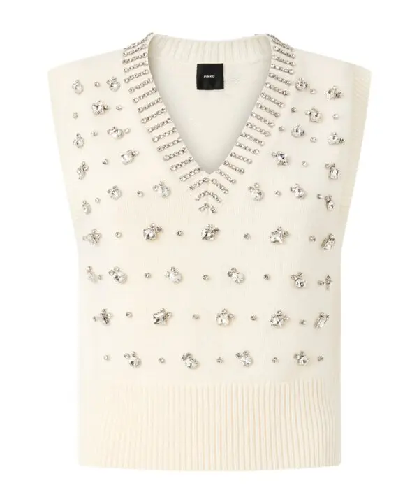 Pinko Embellished V-neck Knitted Vest