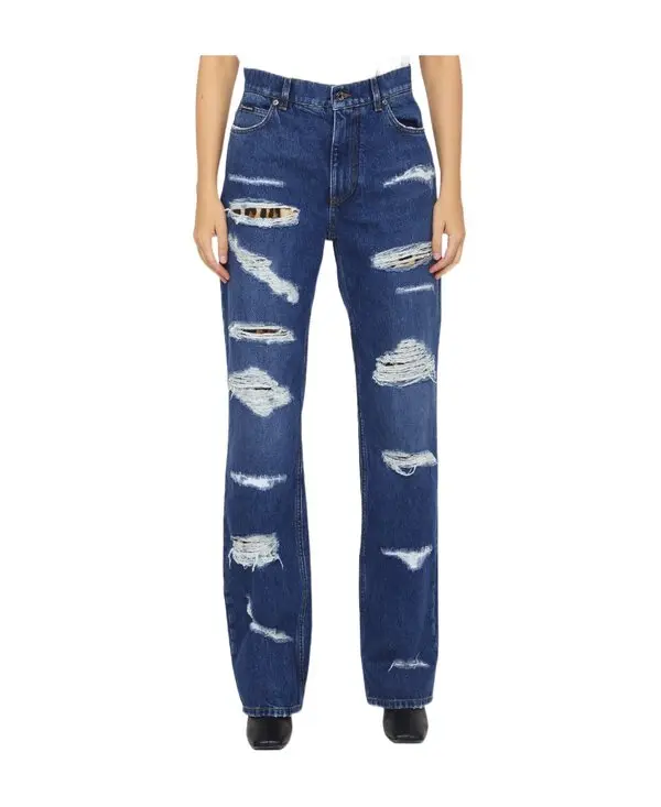 Dolce & Gabbana Distressed Wide-leg Jeans - Blue