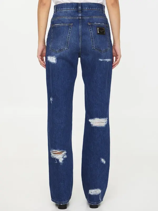Dolce & Gabbana Distressed Wide-leg Jeans