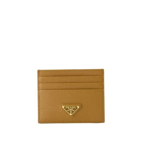 Prada Saffiano Leather Card Holder - Camel