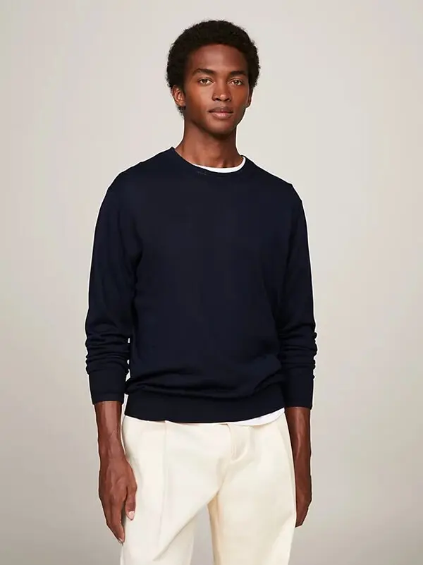 Tommy Hilfiger Crew Neck Sweater With Flag Embroidery