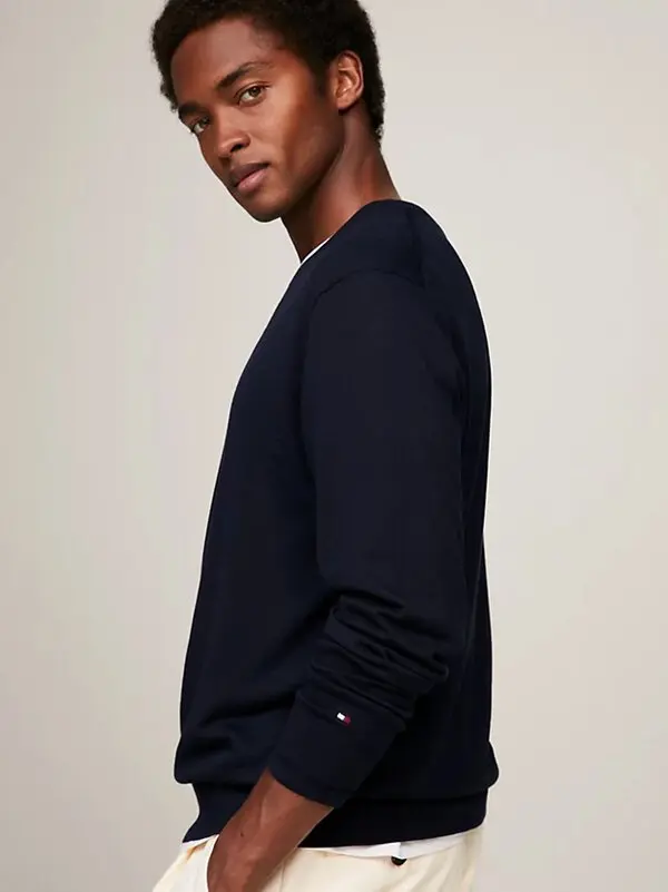 Tommy Hilfiger Crew Neck Sweater With Flag Embroidery