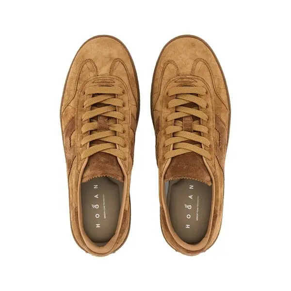 Hogan Croc Effect Suede Sneakers With Maxi Sole - Light Brown