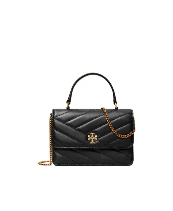 Tory Burch Kira Chevron Mini Top Handle Chain Wallet - Black