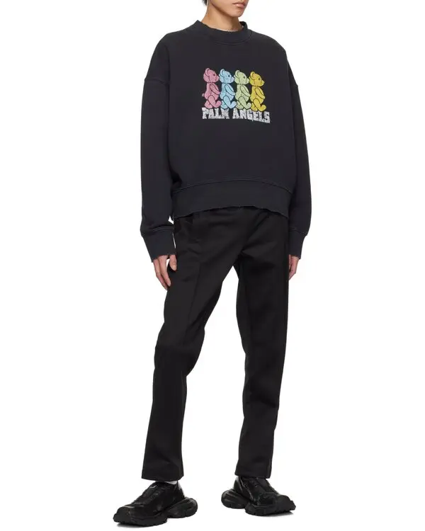 Palm Angels Curved Logo Printed Sweatpants - Black