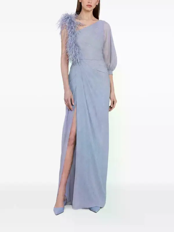 GEMY MAALOUF Feather-trimmed Asymmetrical Dress