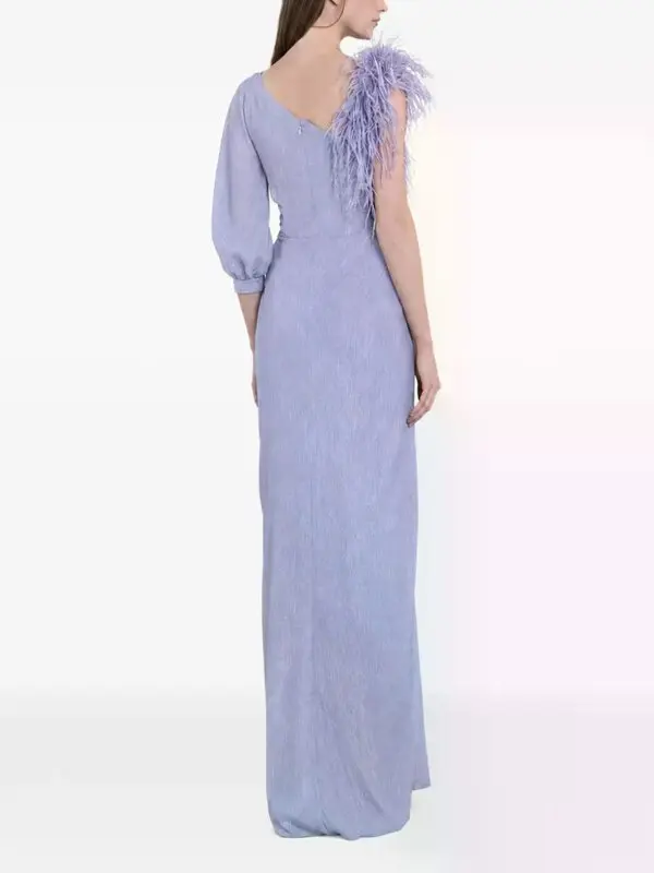 GEMY MAALOUF Feather-trimmed Asymmetrical Dress
