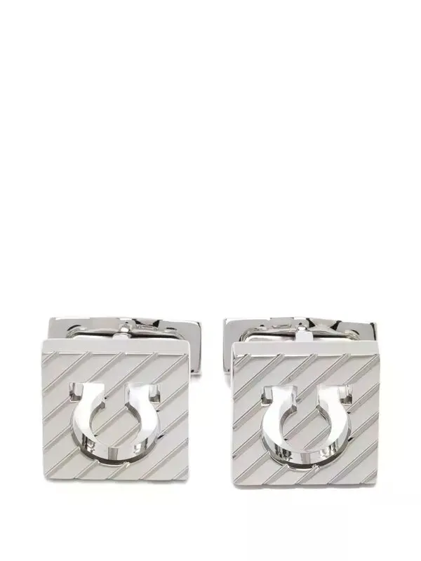 FERRAGAMO Gancini Engraved Cufflinks - Silver