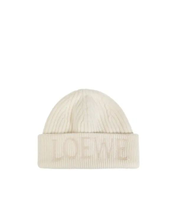 Loewe Beanie In Wool - White