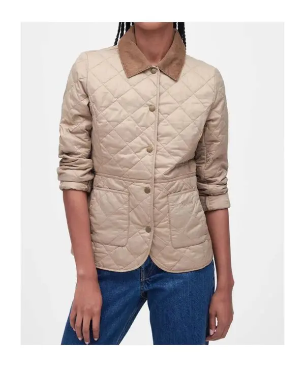 Barbour Deveron Quilted Jacket With Corduroy Collar - Nude