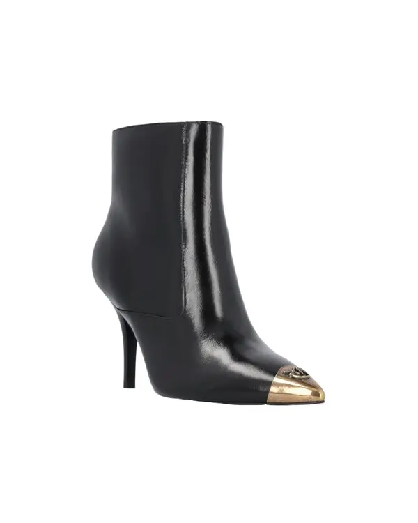 Pinko Lucy Leather Ankle Boots With Metal Toe Cap