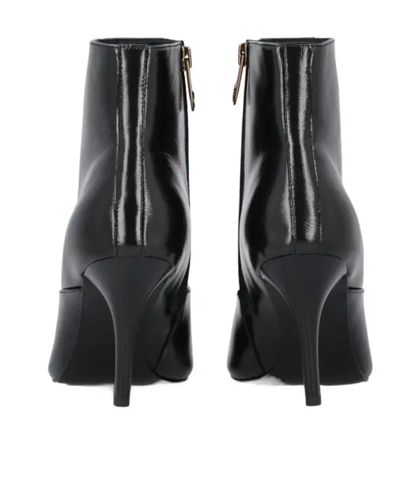 Pinko Lucy Leather Ankle Boots With Metal Toe Cap