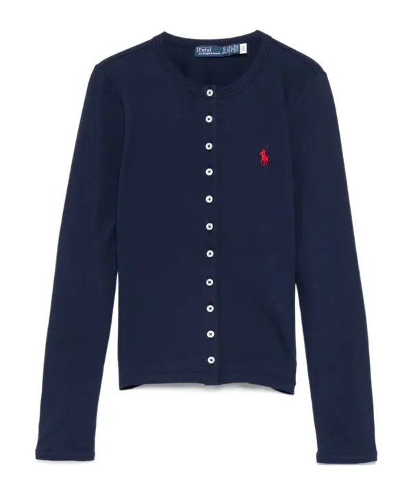 Polo Ralph Lauren Embroidered Pony Round Neck Button-up Shirt - Navy