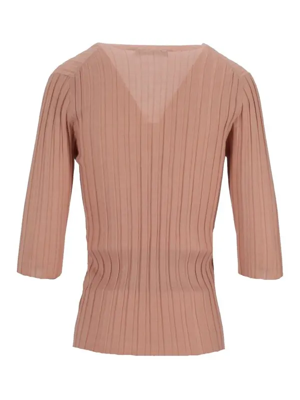Lela Rose V-neck Ribbed Sweater