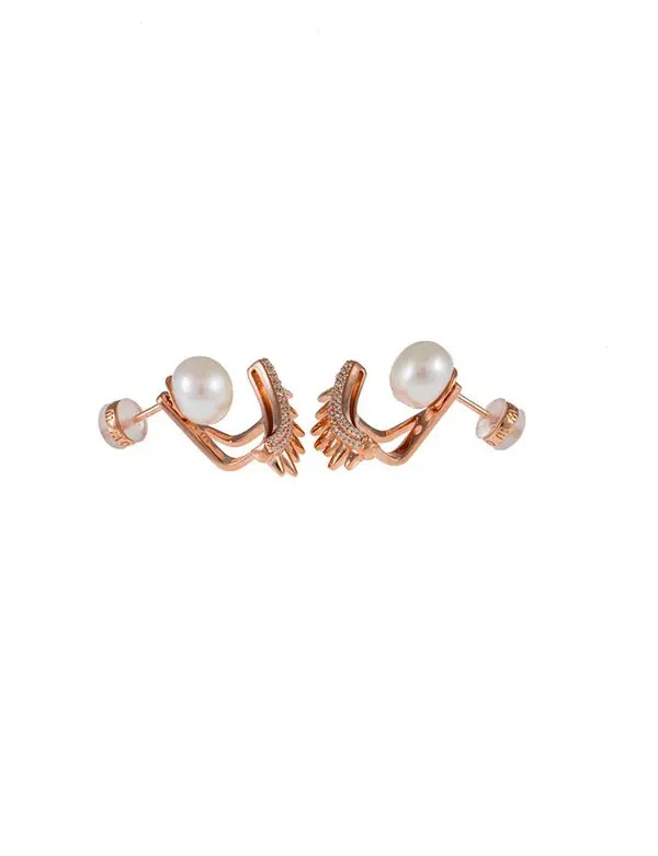 APM MONACO Gold-plated Pearl And Zirconia Ear Jackets