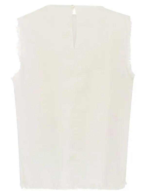Antonelli Firenze Sleeveless Linen Jumper With Fringed Edges