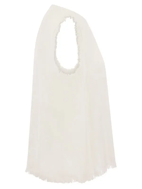 Antonelli Firenze Sleeveless Linen Jumper With Fringed Edges