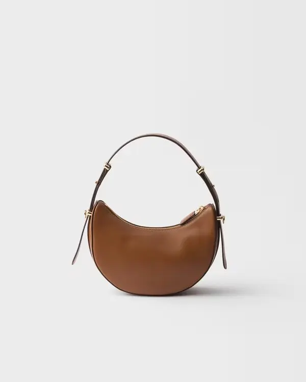 Prada Arquè Crescent Shoulder Bag - Cognac