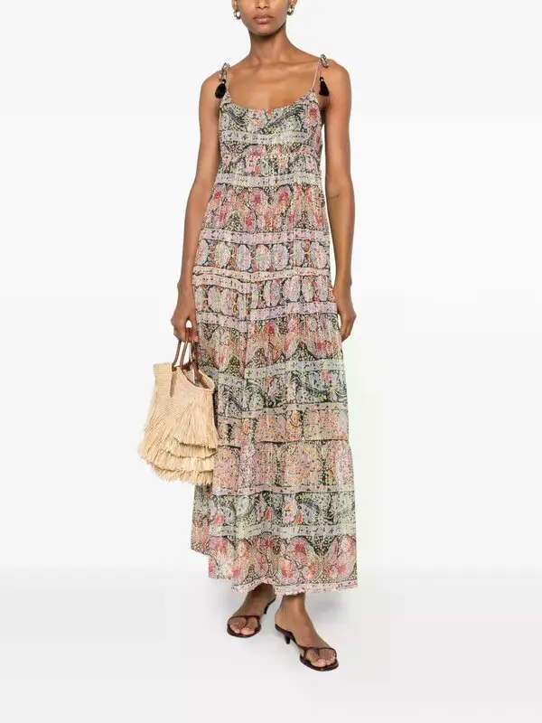 Rixo Paisley Print Tiered Dress
