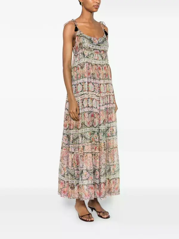 Rixo Paisley Print Tiered Dress