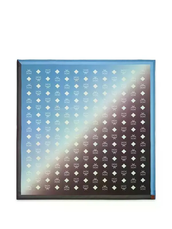 Mcm Monogram-print Silk Scarf - Blue