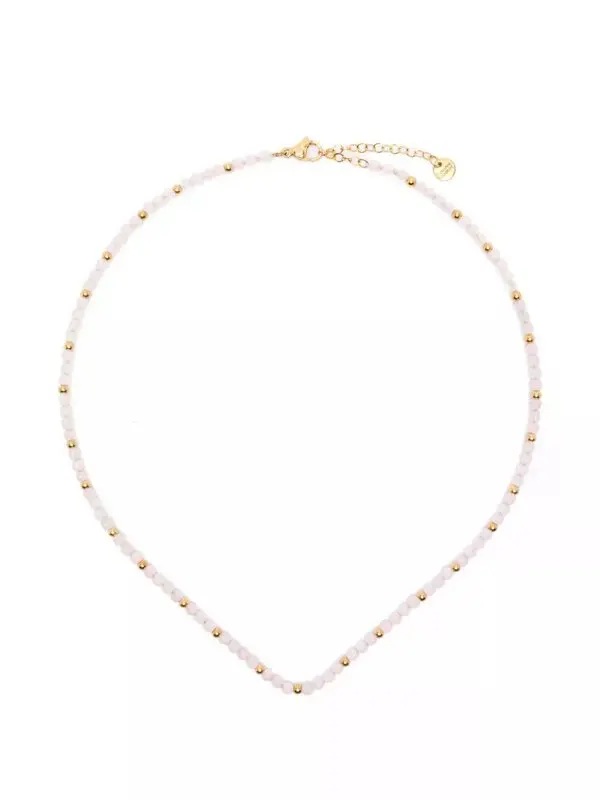 COLLANINE COLORATE Beaded Necklace With Rose Quartz - Gold