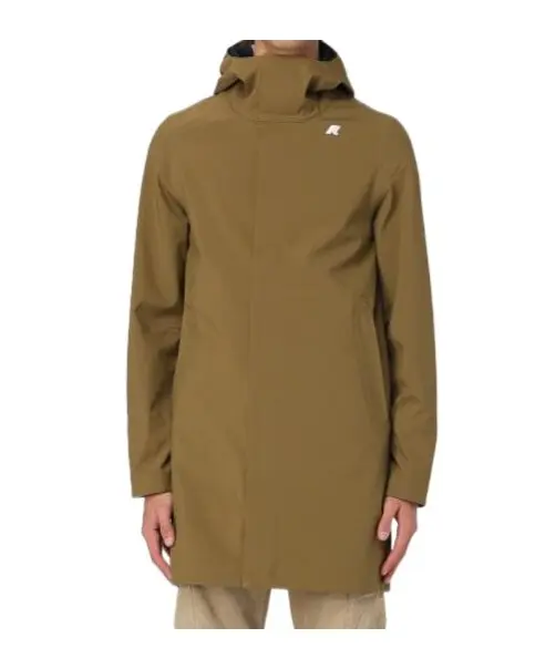 K-WAY Long Hooded Jacket With Zipper And Side Pockets