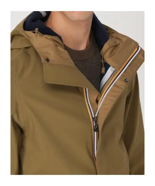 K-WAY Long Hooded Jacket With Zipper And Side Pockets