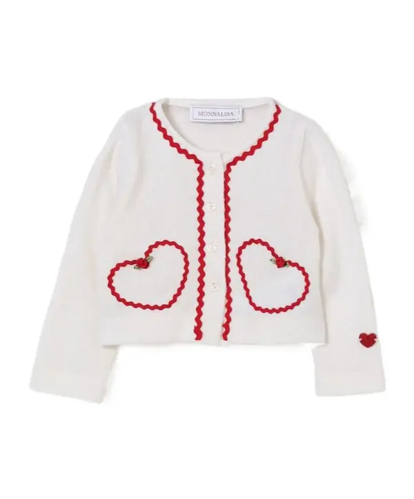 Monnalisa Fine-knit Cardigan With Heart Embellishments