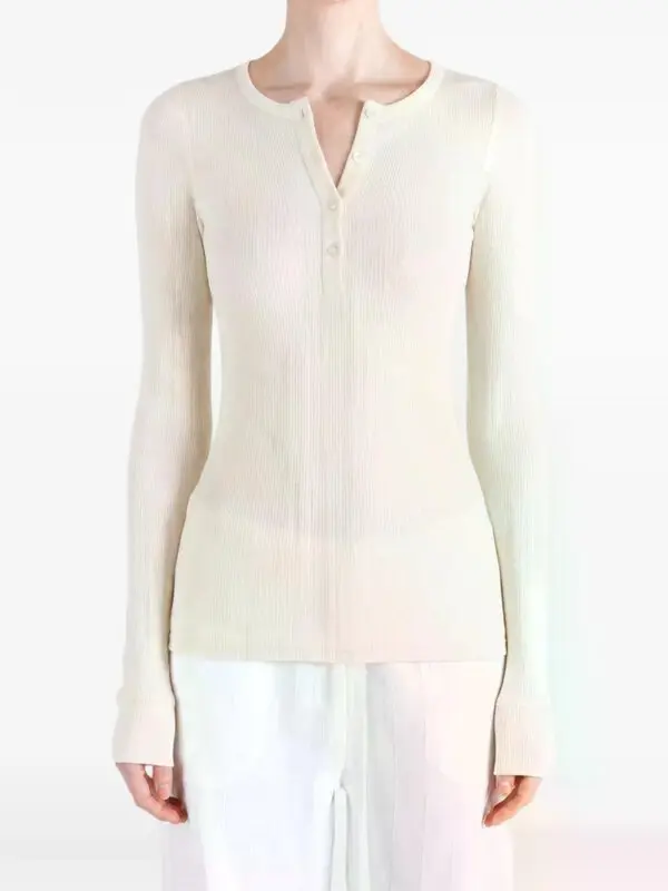 Auralee Ribbed Knit Long Sleeve Top