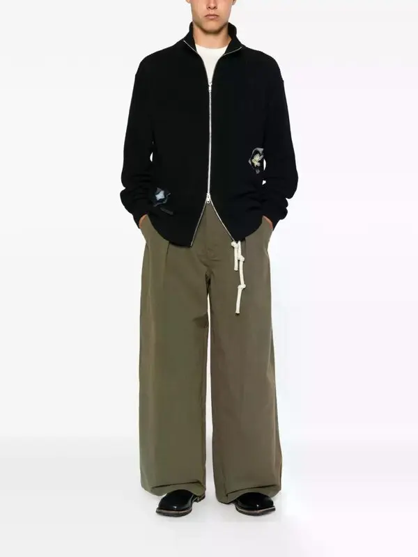 SONG FOR THE MUTE Floral Patch Zip-up Cardigan