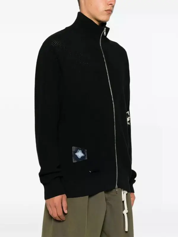 SONG FOR THE MUTE Floral Patch Zip-up Cardigan