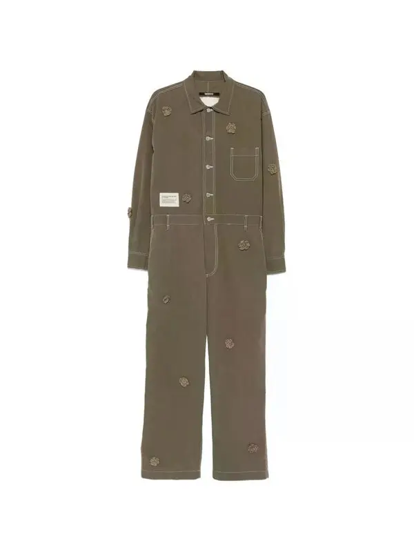 SONG FOR THE MUTE X Birkensock Gardener Crochet-flower Jumpsuit - Green