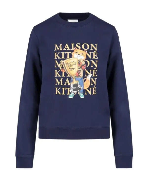 Maison Kitsuné Crewneck Sweatshirt With Fox Champion Graphic