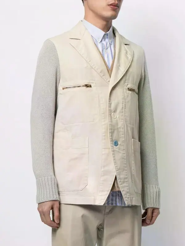 Undercover Contrasting-sleeve Cotton Blazer