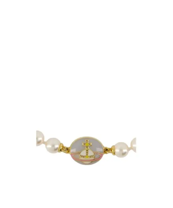 VIVIENNE WESTWOOD Loelia Embellished Pearl Necklace With Gold Orb Emblem
