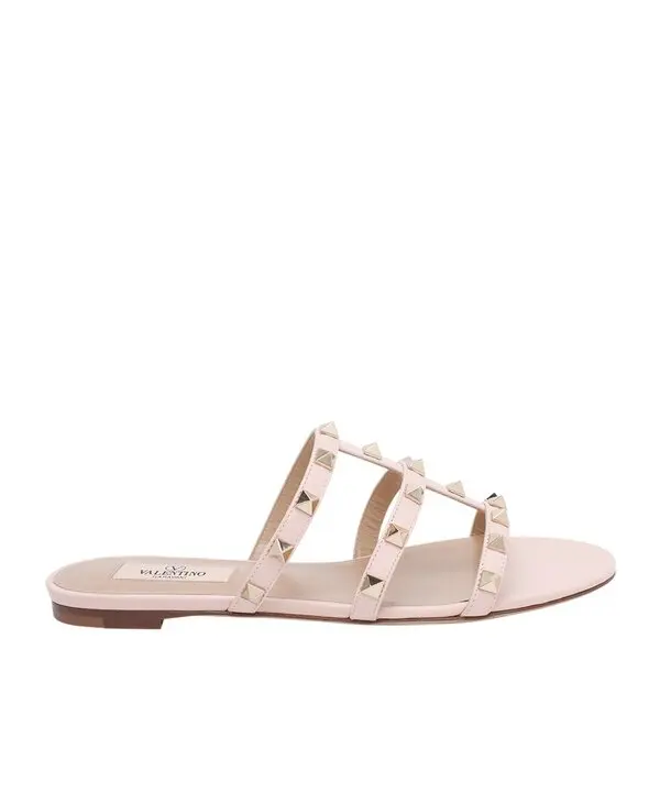 Valentino Garavani Studded Flat Sandals - Pink