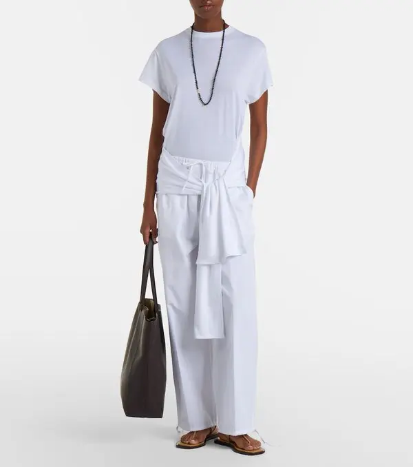 TOTEME Cotton Poplin Wide-leg Pants With Drawstring Cuffs