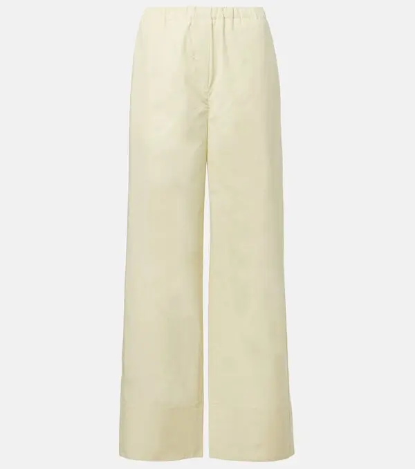 TOTEME Cotton Poplin Wide-leg Pants With Drawstring Cuffs - Yellow