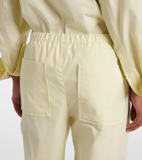 TOTEME Cotton Poplin Wide-leg Pants With Drawstring Cuffs - Yellow