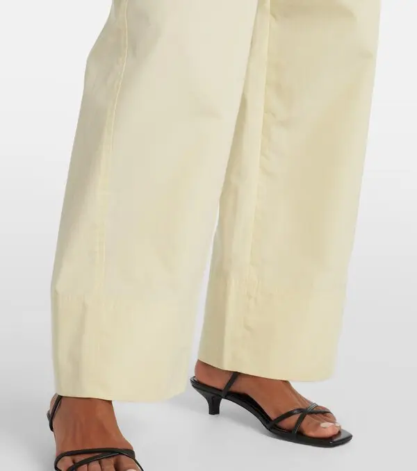 TOTEME Cotton Poplin Wide-leg Pants With Drawstring Cuffs - Yellow