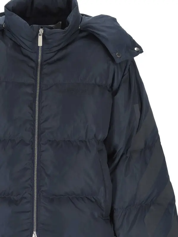 Off-White Zip-up High Neck Hooded Puffer Jacket