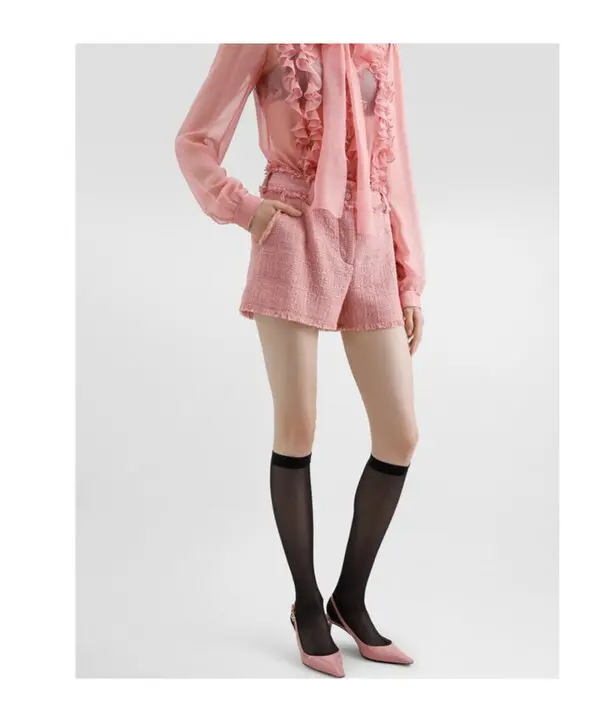 Dolce & Gabbana Raschel Tweed Shorts With Frayed Hem