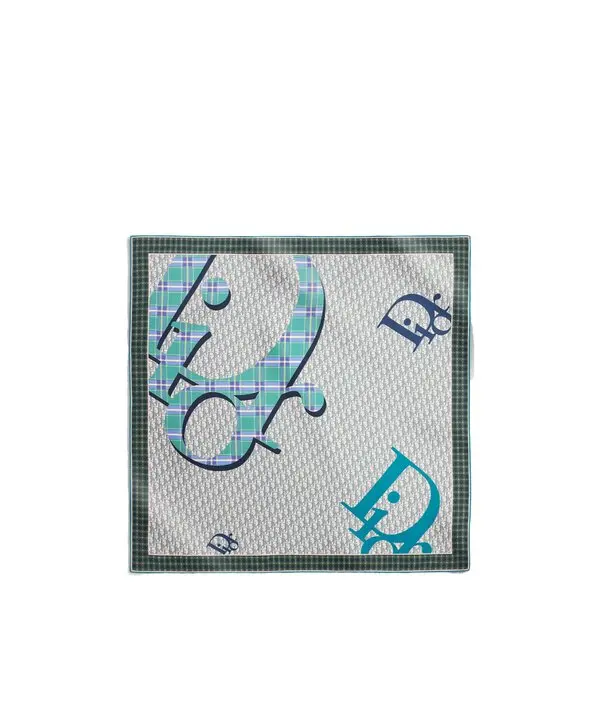 Dior Infini Tartan90 Square Scarf - White
