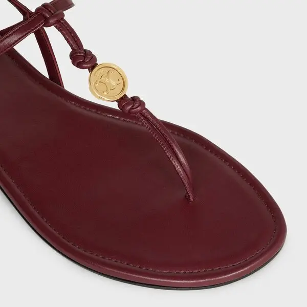 Celine Penny Sandal In Supple Calfskin - Syrah