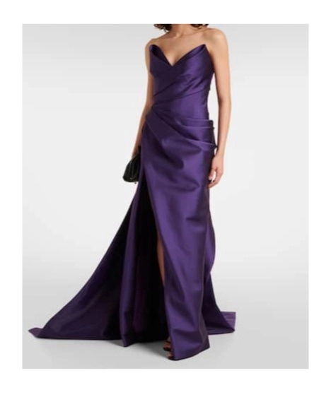 Monique Lhuillier Strapless Draped Mikado Gown