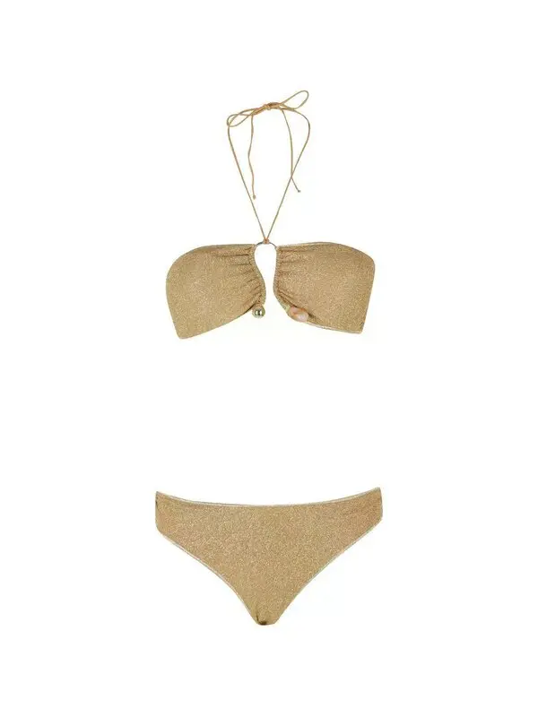 Oseree Metallic-effect Charm-detail Bikini