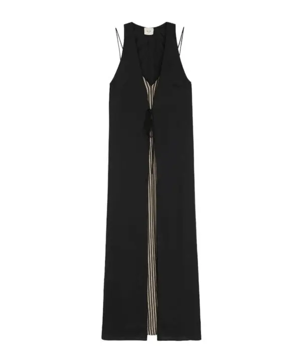 ALYSI Cotton Maxi Dress With V-neck And Drawstring