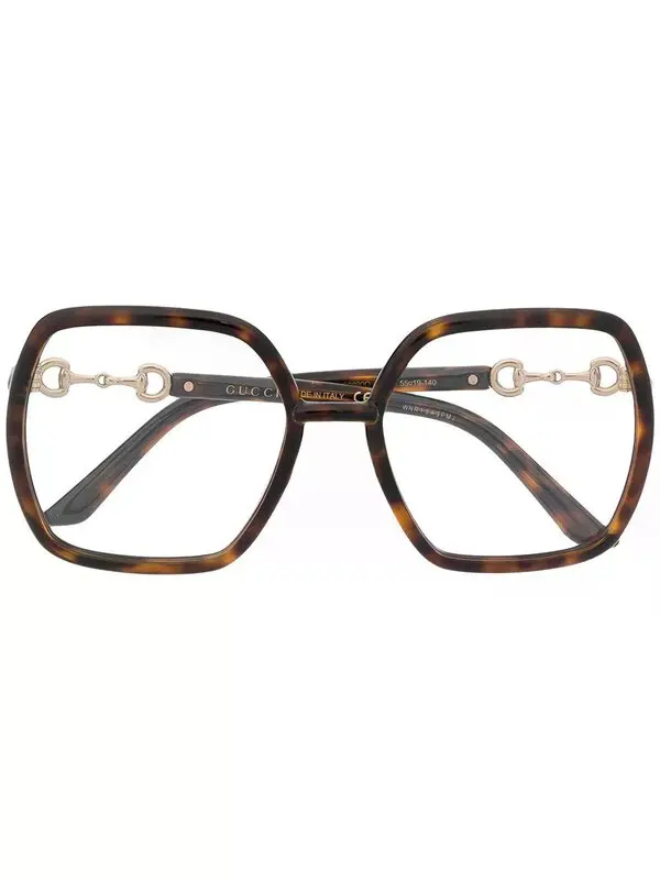 Gucci Horsebit Detail Oversized Glasses - Brown