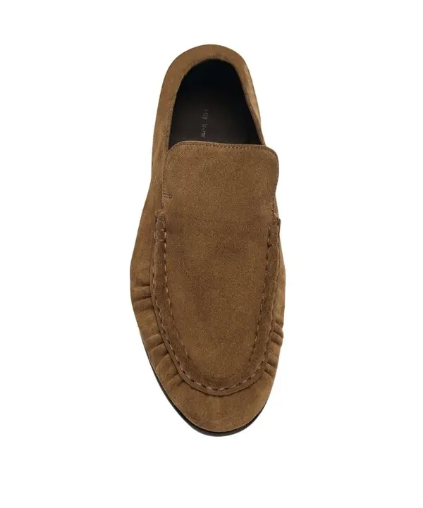 THE ROW Soft Moccasin Two Calfskin Suede Loafers - Cigar